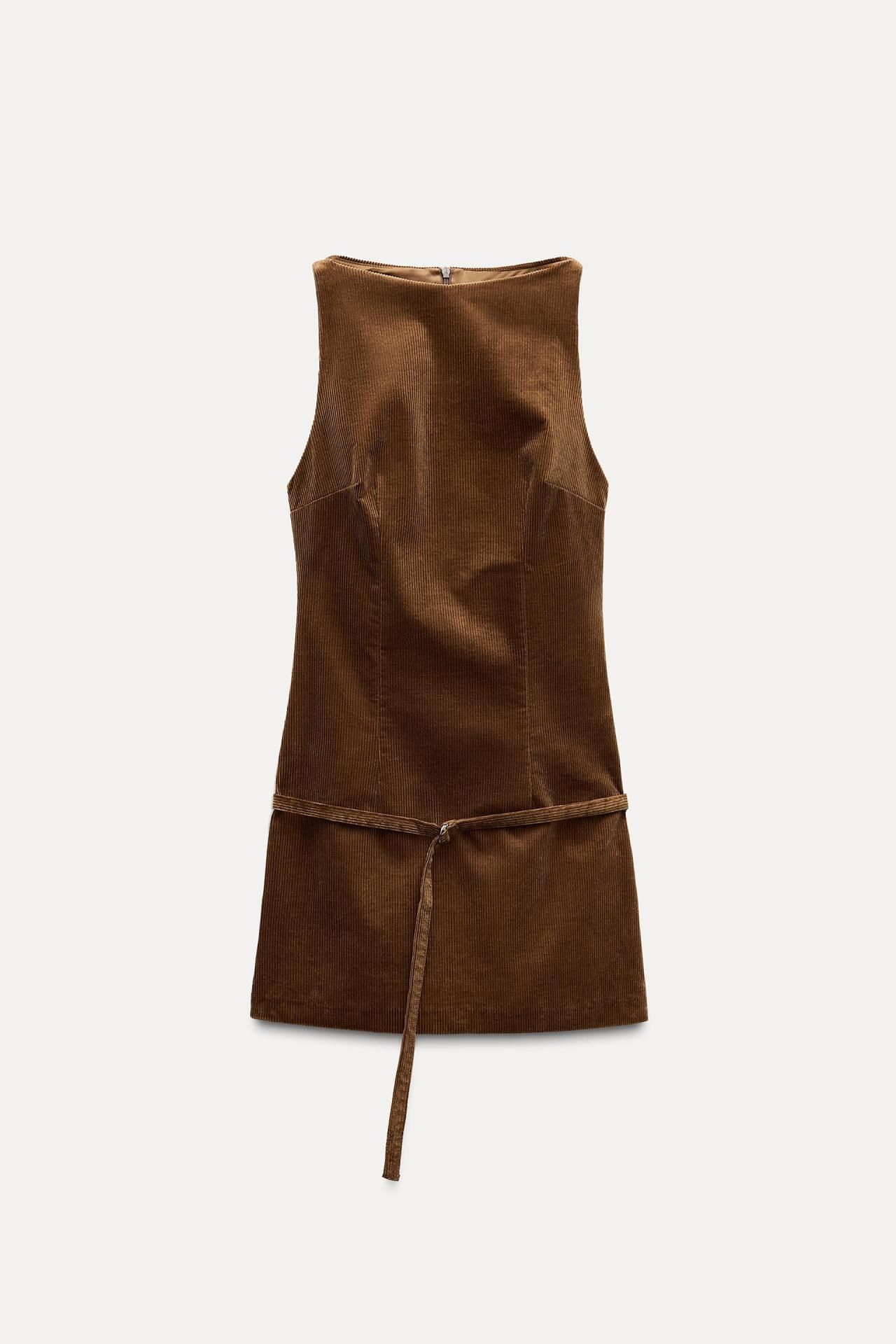 스페인샵 자라 코듀로이 벨트 원피스 9281/463 BROWN