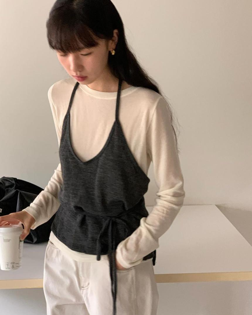 아파트먼트프라토 [JINSIM] 진심 레이지 뷔스티에 니트 베스트 울 100% (3color)