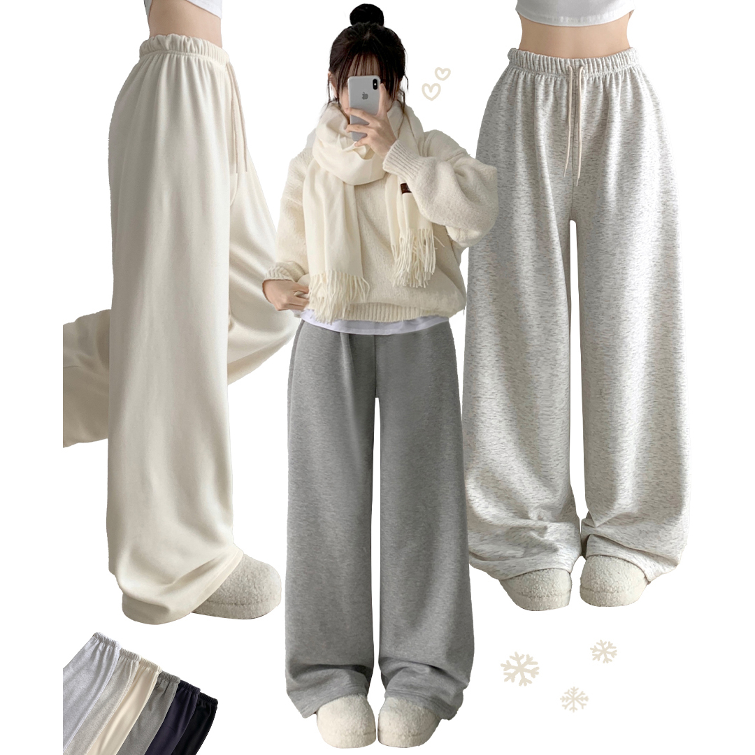 자스민벨 단독제작 봄컬러추가🩷숏미들롱 스모어 밍크 기모 허리 밴딩 롱와이드 하이웨스트 트레이닝 와이드 팬츠 키작녀 키큰녀 빅사이즈 롱팬츠