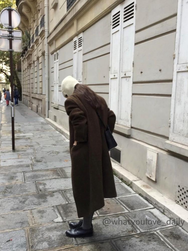 왓유러브 (24FW곤바로배송) 오버테이크 울알파카 롱코트 (3COL)