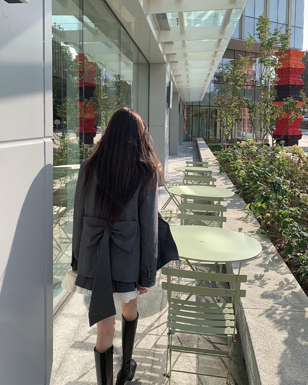 델리썸 premium 키썸 JK 단품 백리본 루즈핏 울 자켓 2col