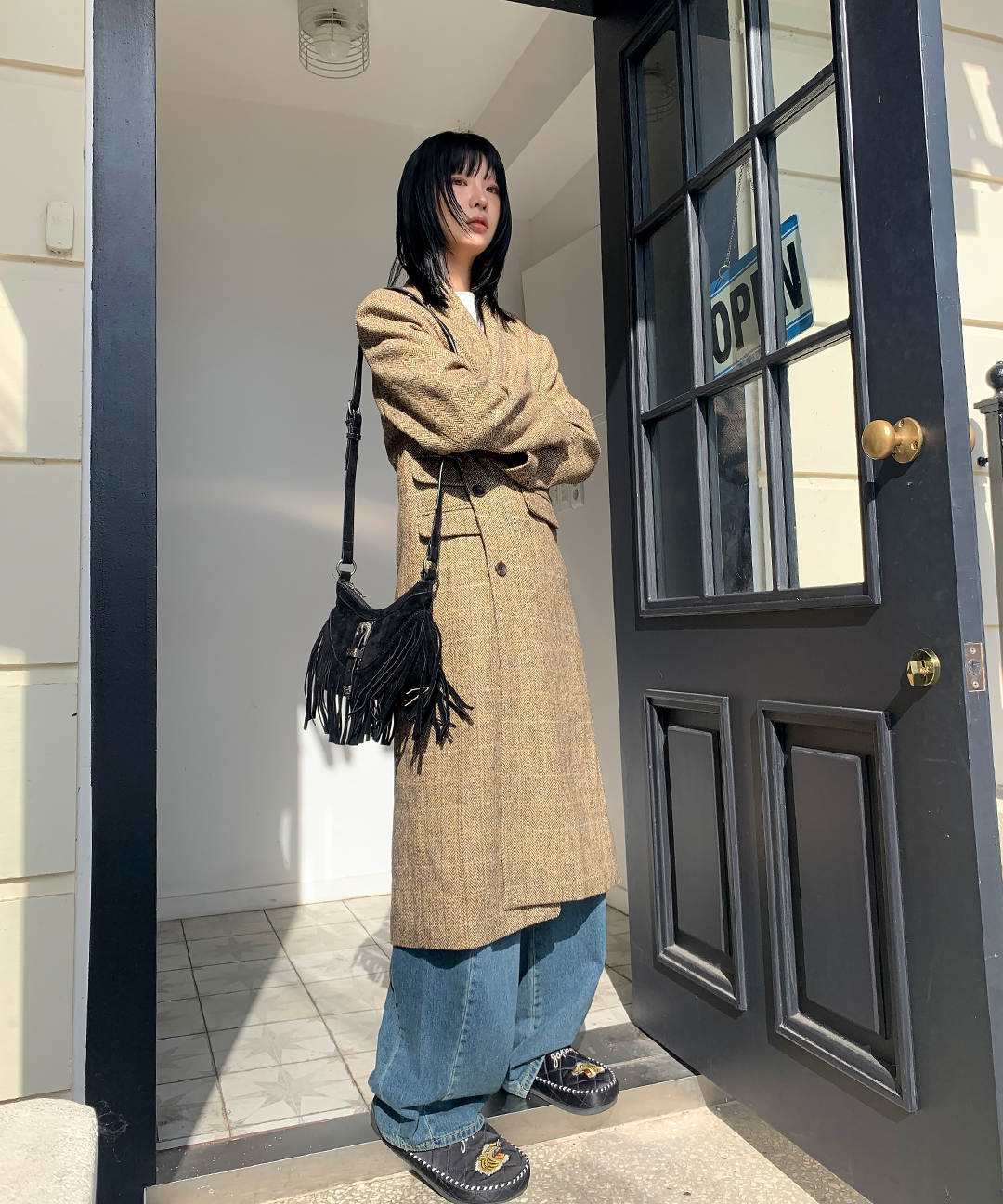 리스훅 [MD PICK!]콘디 헤링본 포켓 롱 싱글 코트 - 2color