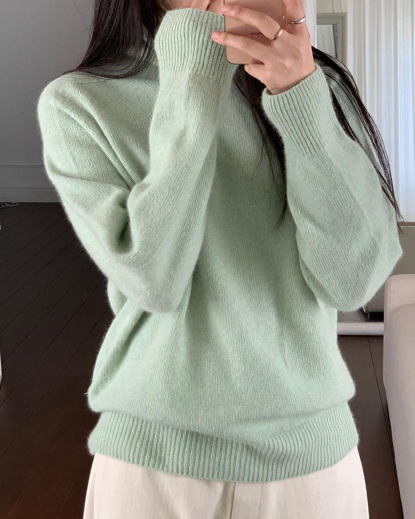 바이안 카멜 핑크 당일 / jinsim 진심 폭스 홀가 폴라 니트 긴팔 터틀넥 베이직 nt (6 color)