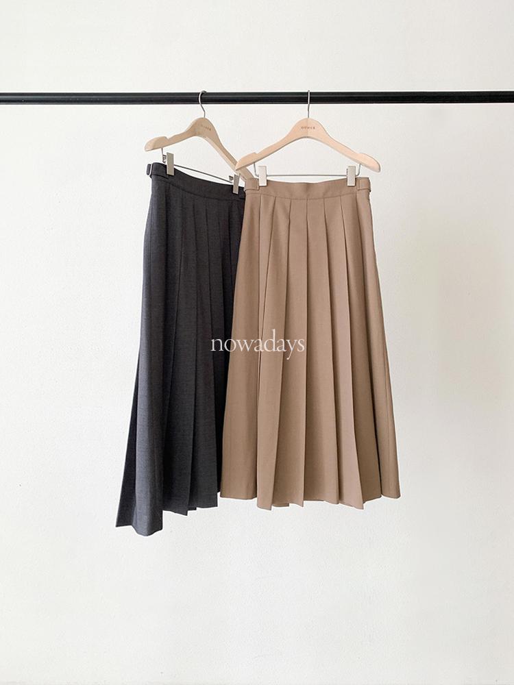 나우어데이즈 OUNCE 온스 세라 울 플리츠 스커트 A라인 주름 롱 치마 (2col)