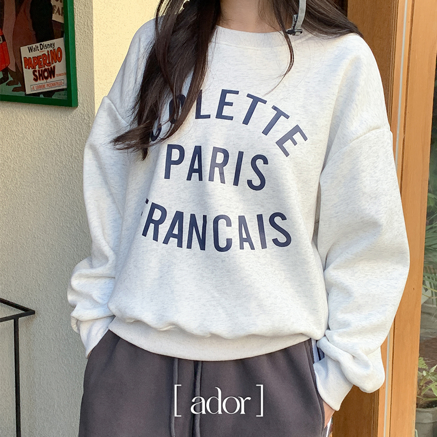 아더먼데이 Made☃️안감기모 콜레트 프린트 기모맨투맨 겨울신상 겨울맨투맨 두꺼운 추리닝 트레이닝복 여자맨투맨 두꺼운맨투맨 도톰 레터링맨투맨