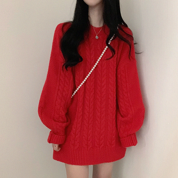 투게더위드미 당일 왕오버핏 포근 꽈배기 겨울 오버핏 케이블 니트 미니 긴팔 원피스 롱니트 44 77 블랙 레드 그레이 베이지 빨간니트 봄옷 빠른배송 직진위크 클리어런스