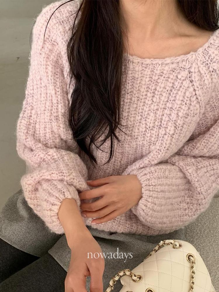 나우어데이즈 riette 리에뜨 마리 니트 알파카 울 보트넥 루즈핏 nt (3col)