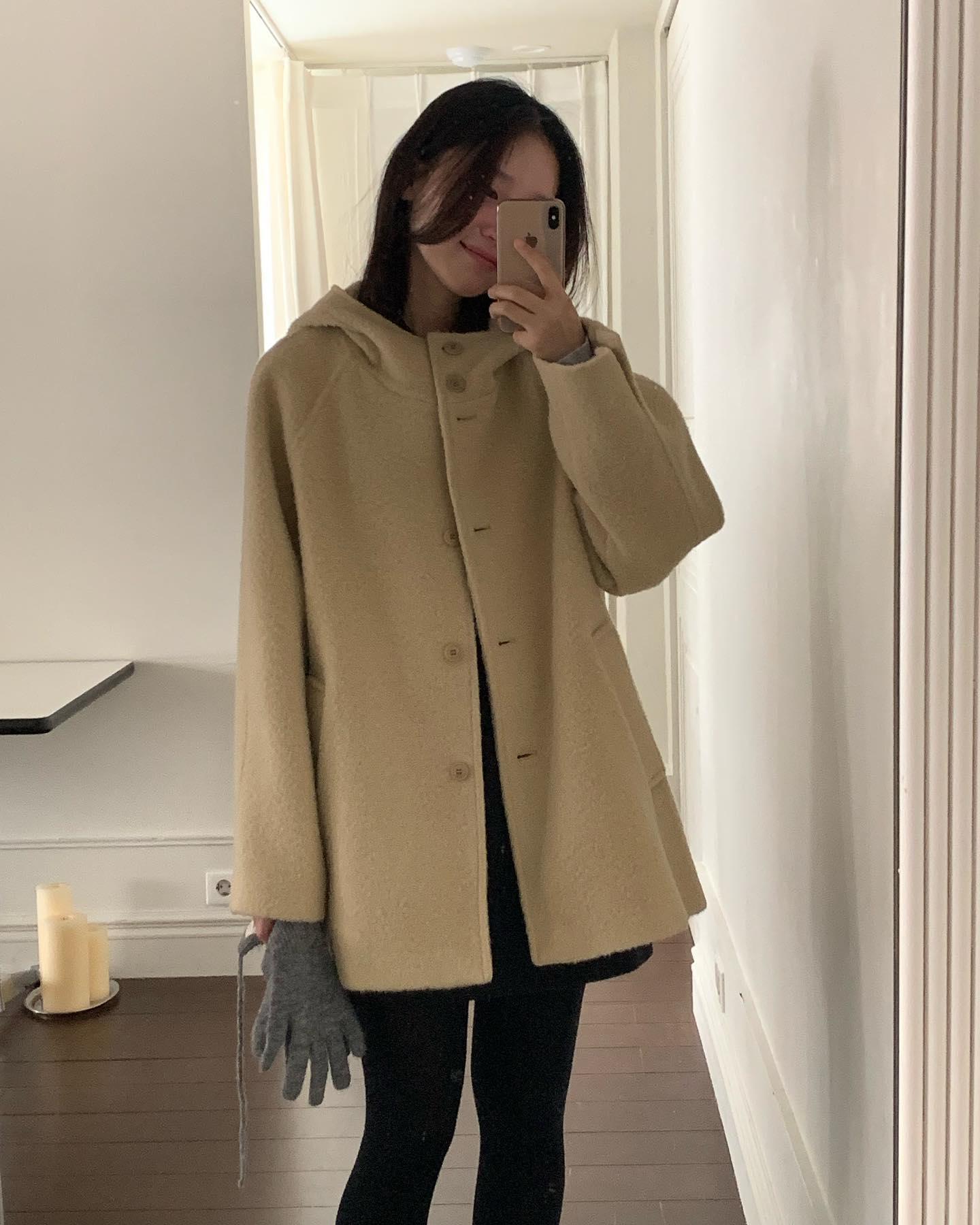 바이안 jinsim 진심 메리 후드 코트 알파카 싱글 하프 jk (3 color)