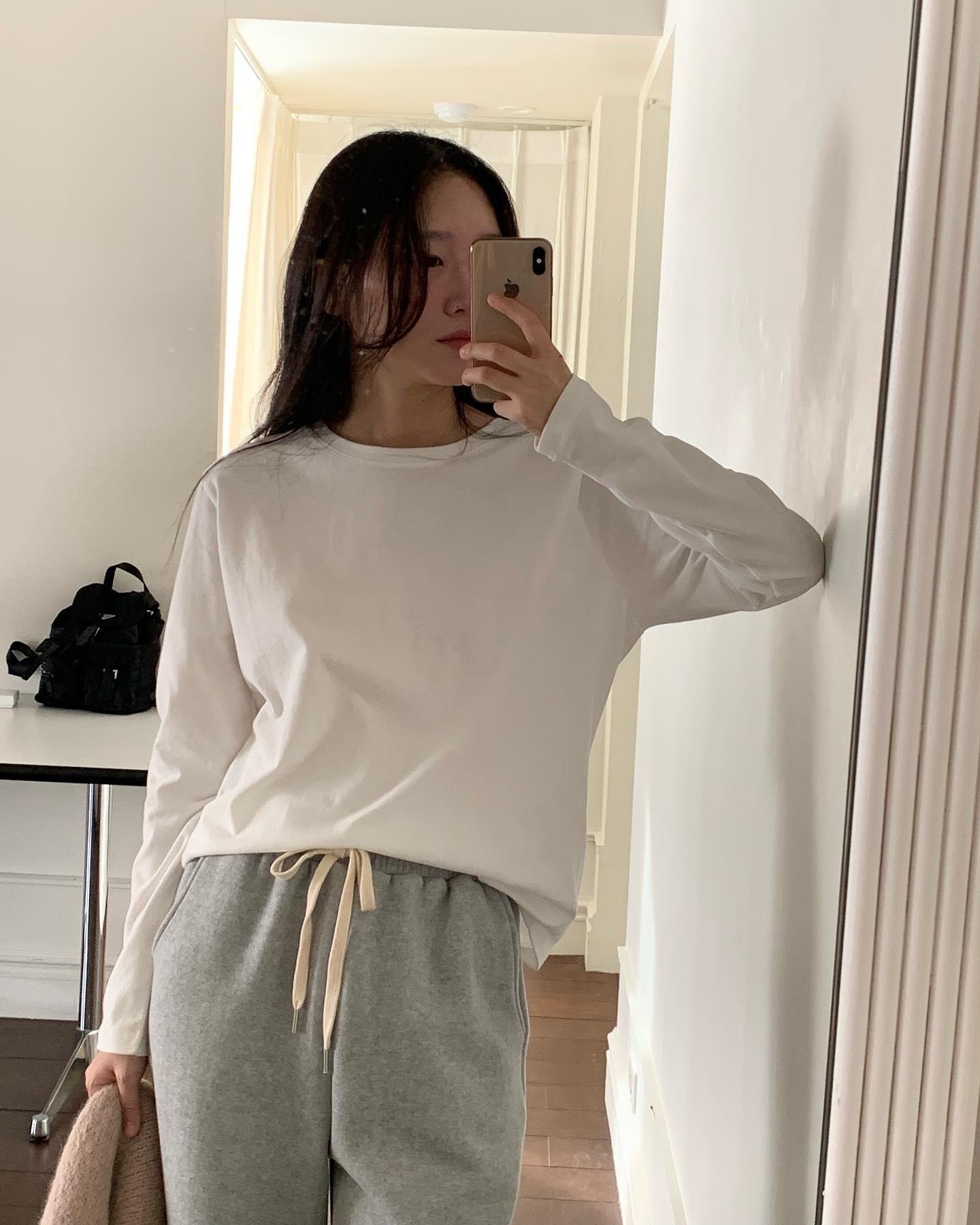 바이안 jinsim 진심 피치 긴팔 티셔츠 라운드 베이직 겨울 이너 t (3 color)