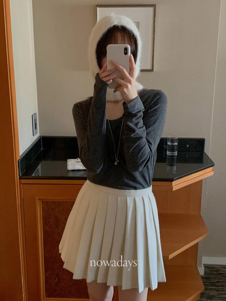 나우어데이즈 miel 미엘 바티 티셔츠 울 긴팔 유넥 데일리 이너 t (4col)