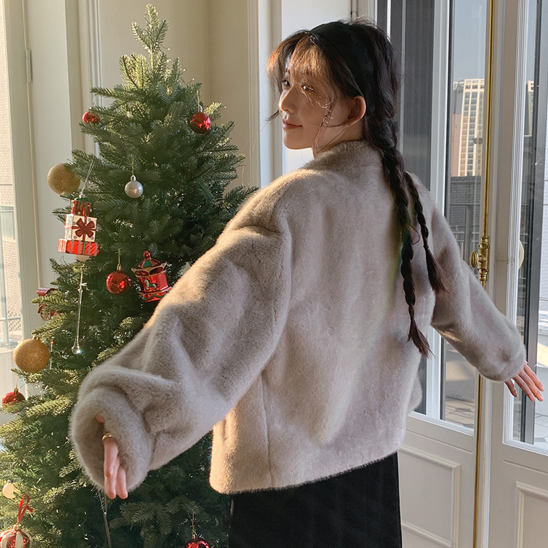 프롬비기닝 소프트 밍크 퍼 자켓 하객룩 하프코트 연말룩 겨울하객룩 숏코트 크리스마스 아우터 하객 연말 퍼