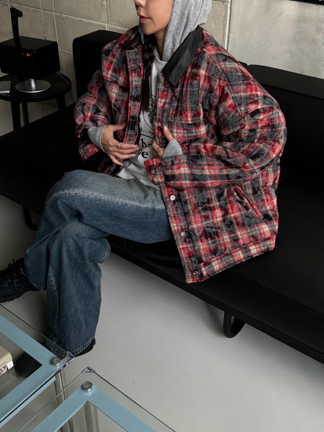 노엘101 썬더마켓 체크 누빔 자켓 2col (6온스 누빔)