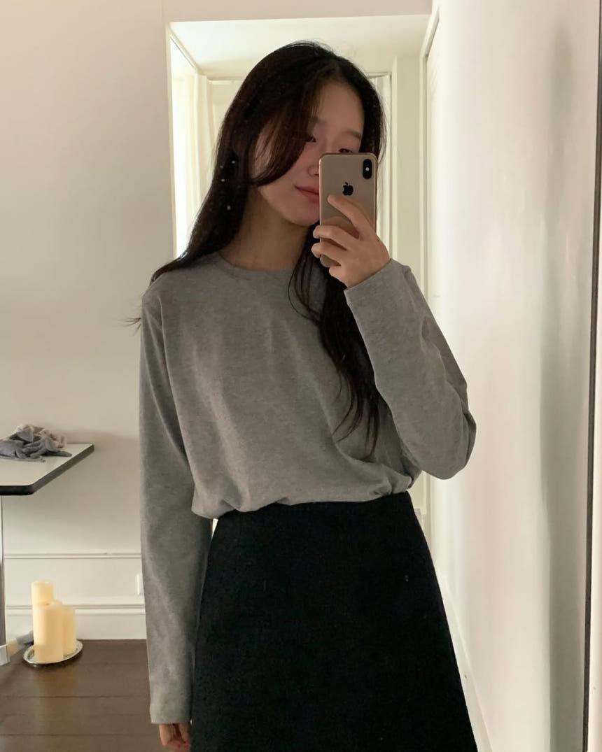 아파트먼트프라토 [JINSIM] 진심 피치 긴팔 티셔츠 데일리 라운드 이너티 (3color)