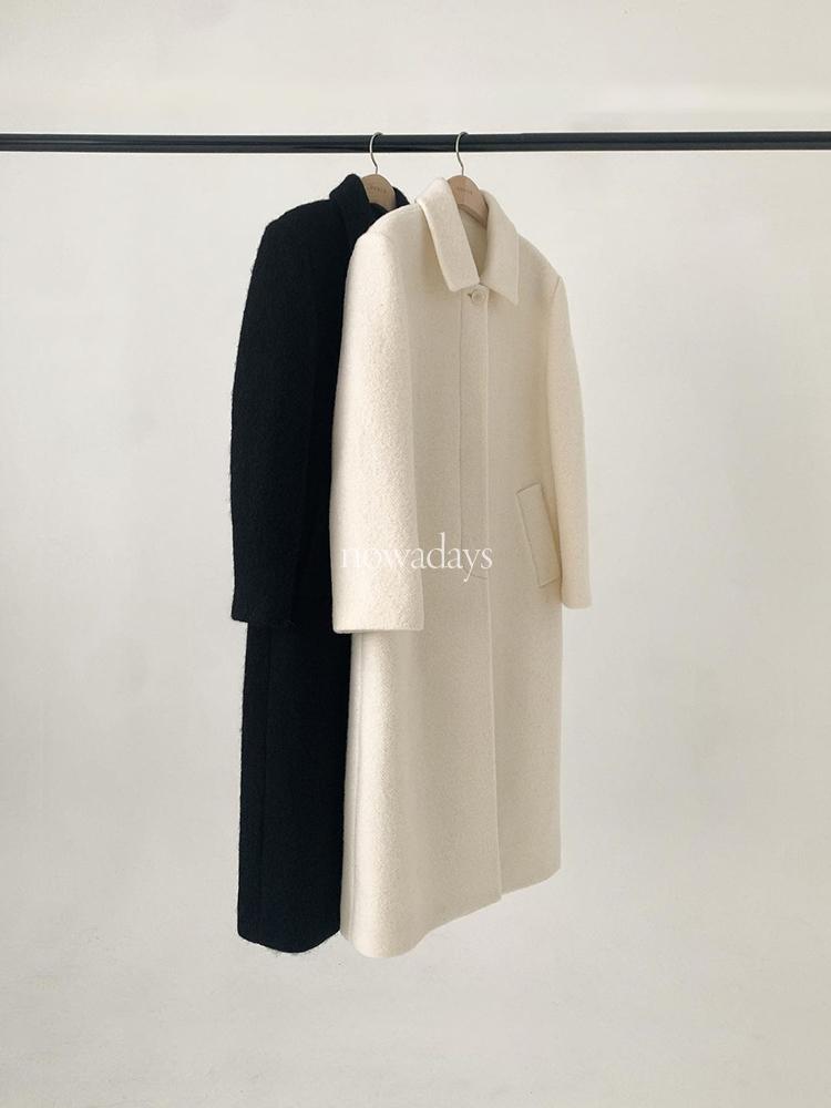 나우어데이즈 OUNCE 온스 메종드 싱글 히든 코트 알파카 울 카라 싱글 롱 ct (2col)