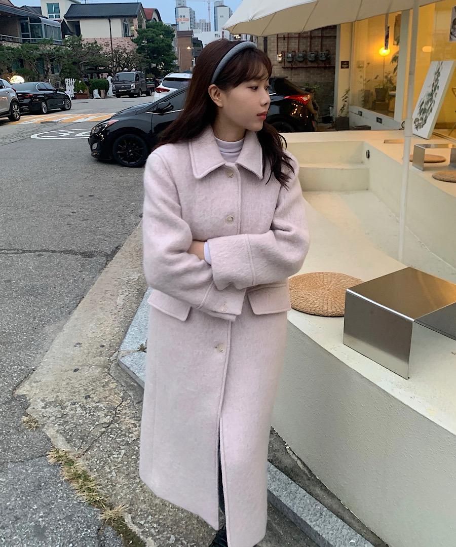 엠버쥬쥬 리에뜨 모그 코트 riette 모헤어 울 롱 싱글 2col 핸드메이드