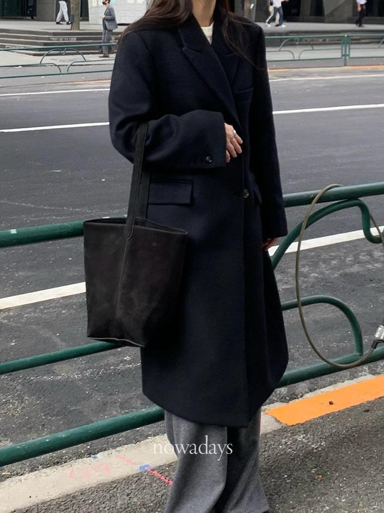 나우어데이즈 [SALE] 당일 / fllanel 플라넬 비비안 울 코트 카라 베이직 데일리 더블 롱 ct (2col)