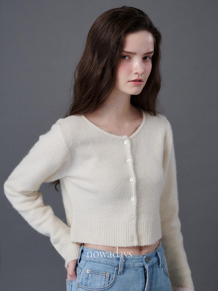 나우어데이즈 forest 포레스트 베이비 가디건 긴팔 보트넥 크롭 니트 cd (3col)