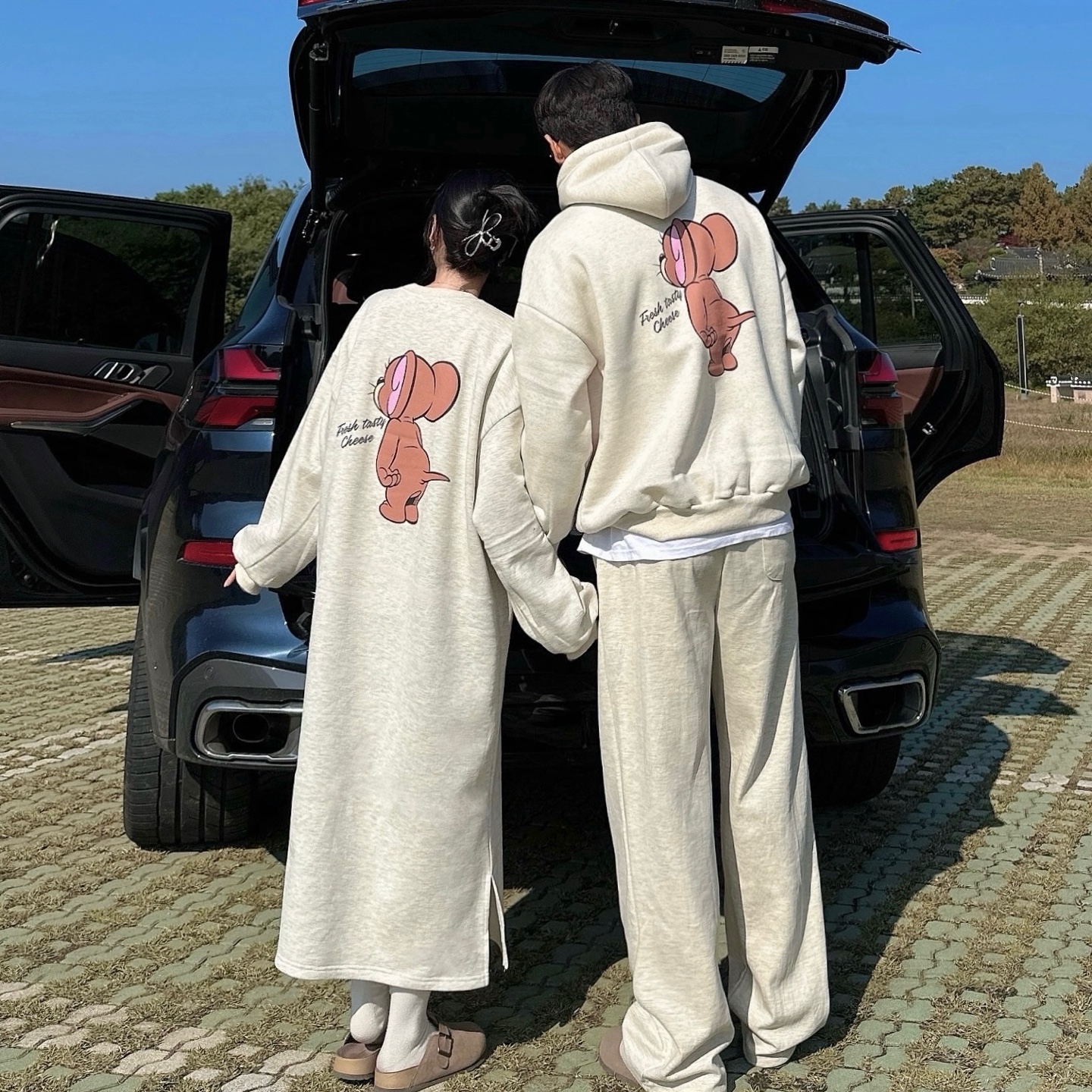 비바블 기모선택제리 긴팔 롱 원피스 맨투맨 후드티 와이드팬츠 커플티 시밀러룩 커플 트레이닝 세트 남녀공용 빅사이즈 데일리 꾸안꾸 여행 데이트 봄 가을 겨울 커플룩 임부복