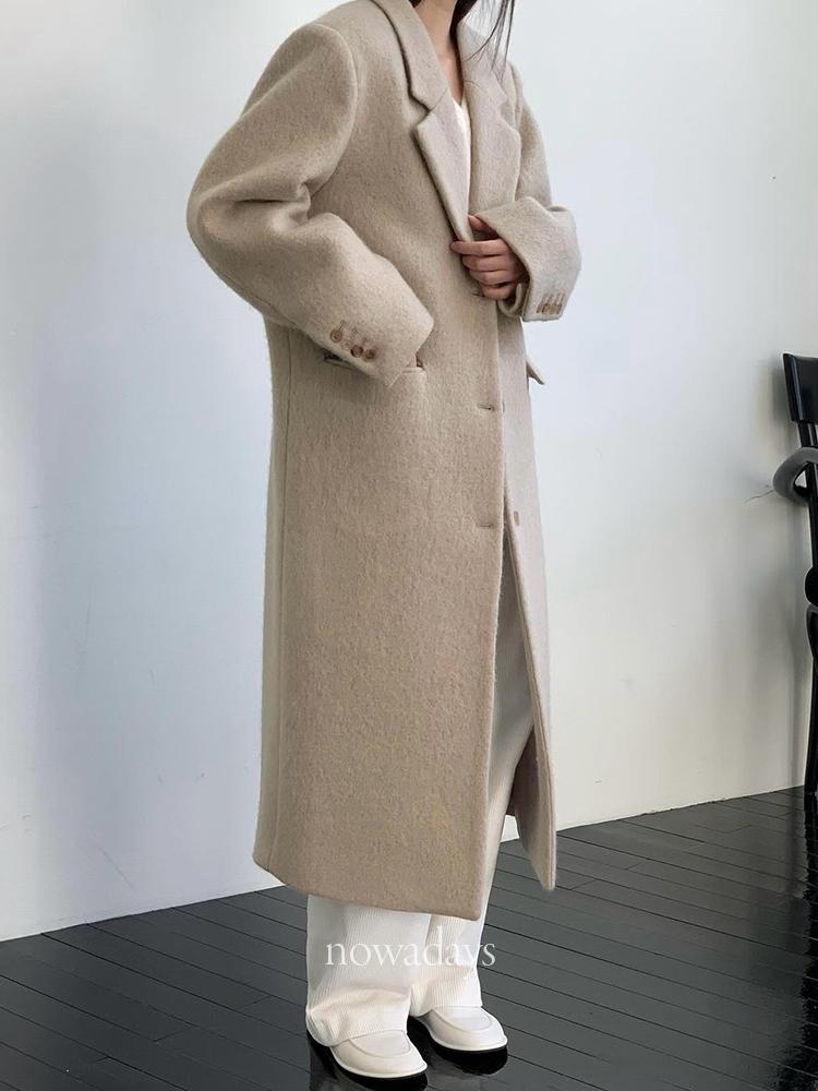 나우어데이즈 오브젝트 알파카 롱 코트 울 카라 싱글 맥시 ct (3col)
