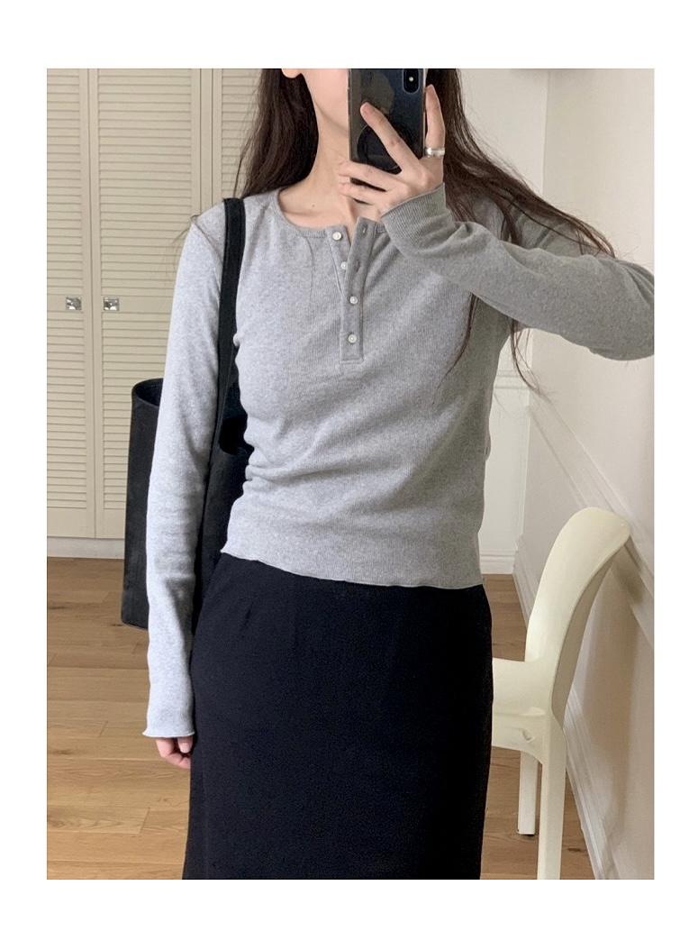 비엔느 fllanel 플라넬 피치 버튼 긴팔 티셔츠 (3c)