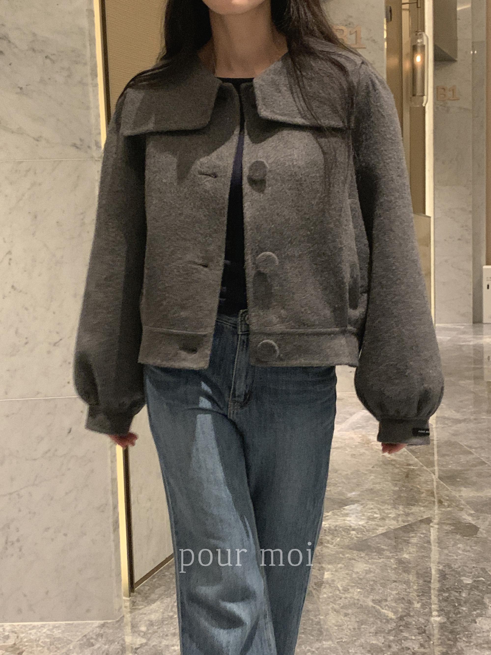 포르모어 너플 카라 핸드메이드 자켓 울 퍼프 버튼 숏 jk (2col)