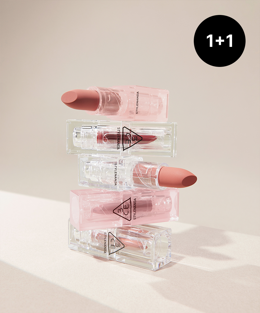 3CE [1+1] 소프트 매트 립스틱 듀오 세트