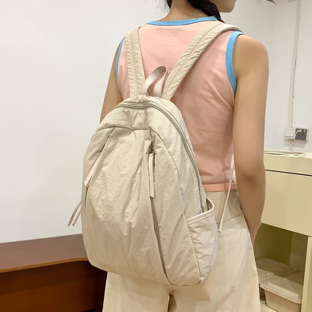 아리아리상점 여자 무지 가벼운 백팩 여성 데일리 가방 연베이지 여성백팩 대학생백팩 여자백팩 여성용백팩 가벼운백팩