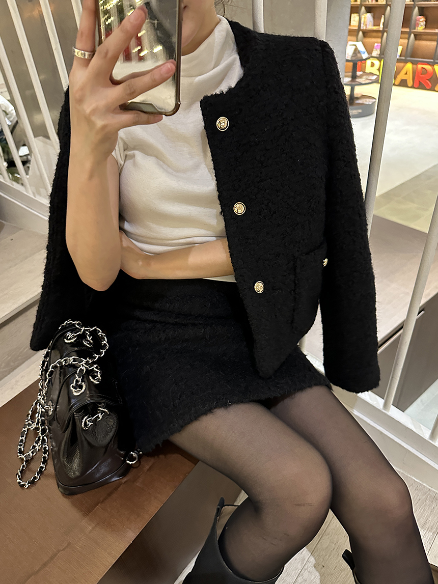 제이어반스 [MADE] 우아르 울 푸들코트 부클 노카라 트위드 누빔자켓 2col