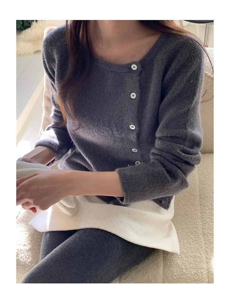 비엔느 [당일] riette 리에뜨 프리아 울 보트넥 버튼 니트 (2c) 차콜 당일발송