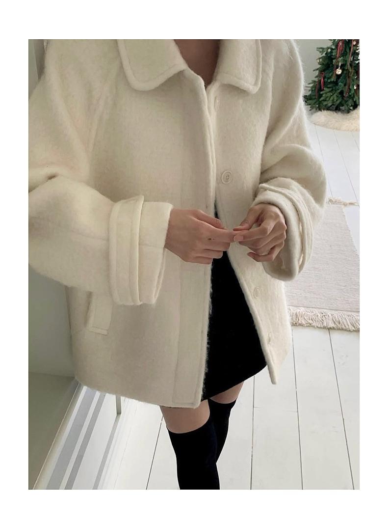 비엔느 riette 리에뜨 헤이드 울 부클 하프 코트 (2c)