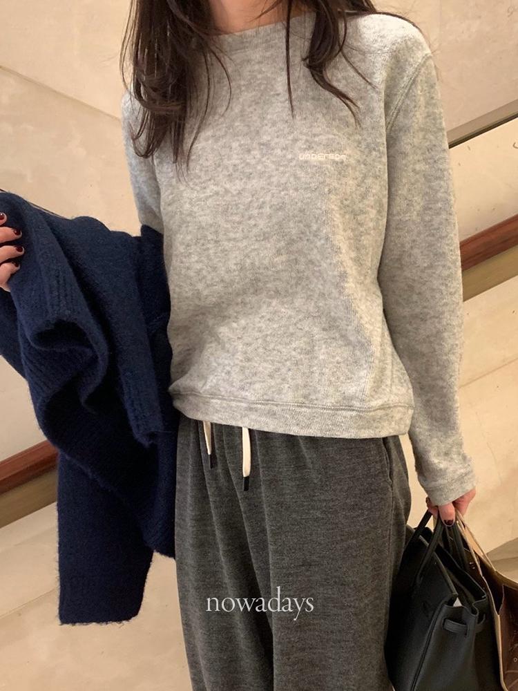 나우어데이즈 underson 언더슨 에더 테리 티셔츠 울 자수 라운드 데일리 긴팔 t (3col)