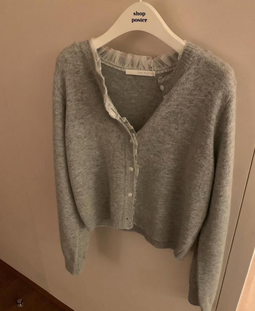 에브리띵모어 포스터 폭스프릴가디건 (3COL)레이스가디건 이너 파티 연말룩