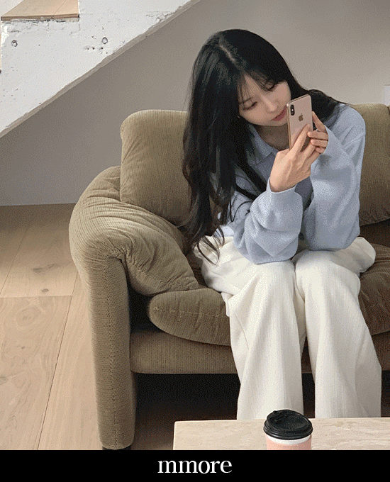 메리어라운드 [mmore][merino wool 100%] 울 플레인 카라 니트