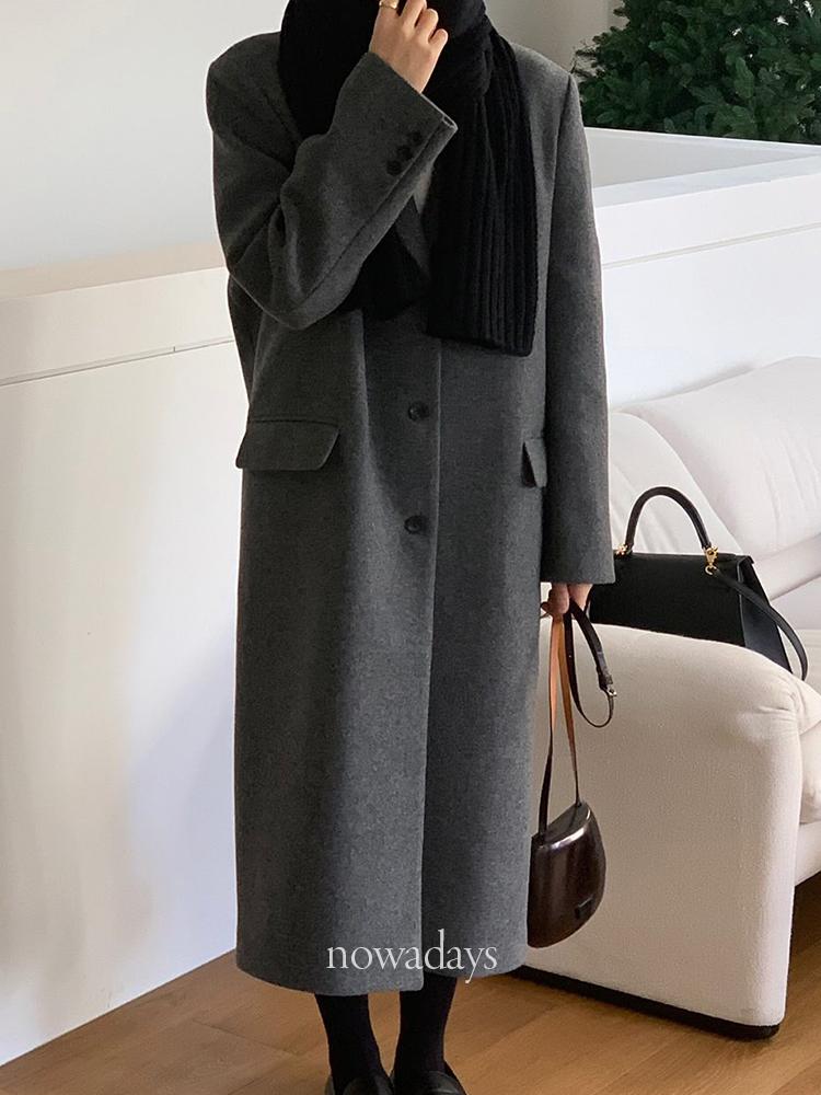 나우어데이즈 monique 모니크 몬드 롱 코트 울 카라 싱글 맥시 ct (2col)