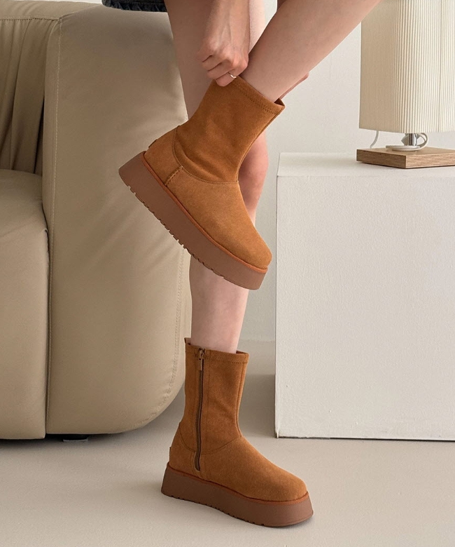 미미블린 스웨이드 슬림 미들부츠(4cm/2Color)-mcns