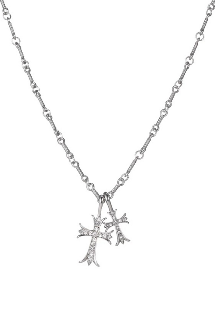 리버레잇 Chrome Cross Hip Cubic Chain Necklace