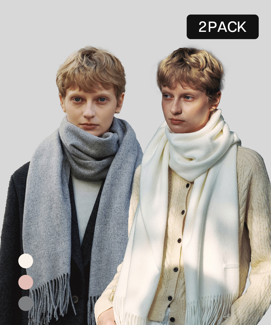 로에일 [2pack] 에어리 니트 맥시 머플러 - 3color