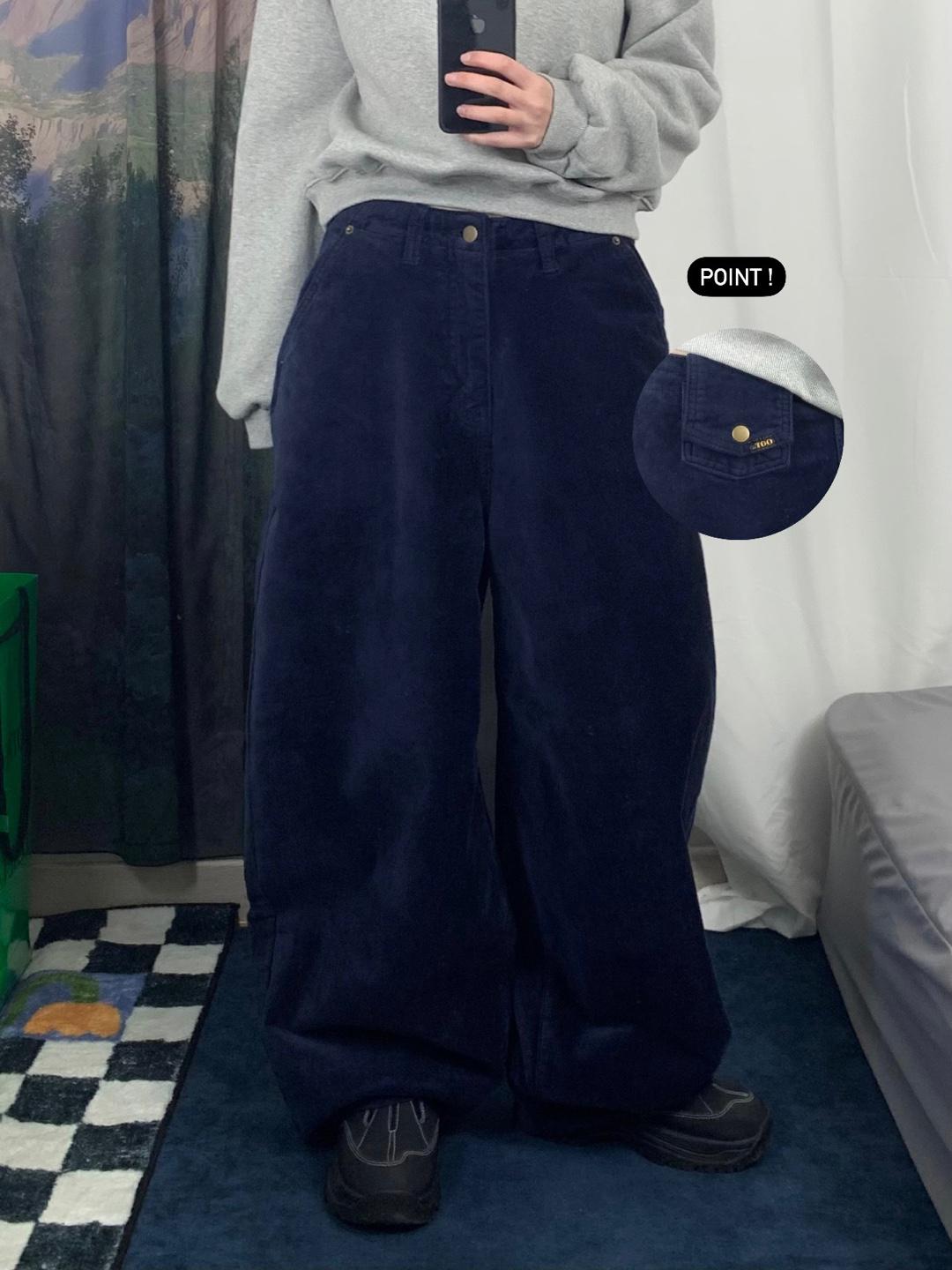 유데모닉 [oot/ootj] 미니 포켓 벨벳 와이드 팬츠 (2col)