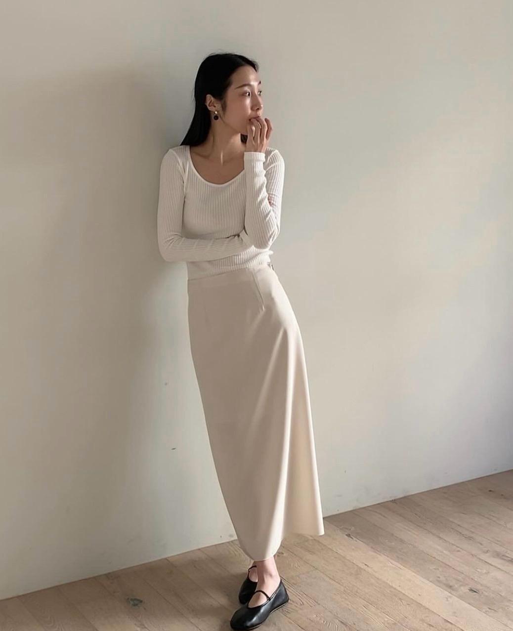 오브젝트 이브 스커트 H라인 일자 롱 맥시 sk (2col)