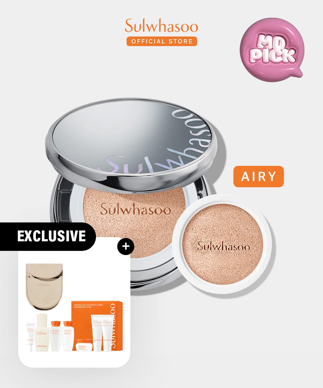 [MD PICK][쿠션파우치 증정] 설화수 퍼펙팅쿠션 에어리 15gx2 (본품1개+리필1개)