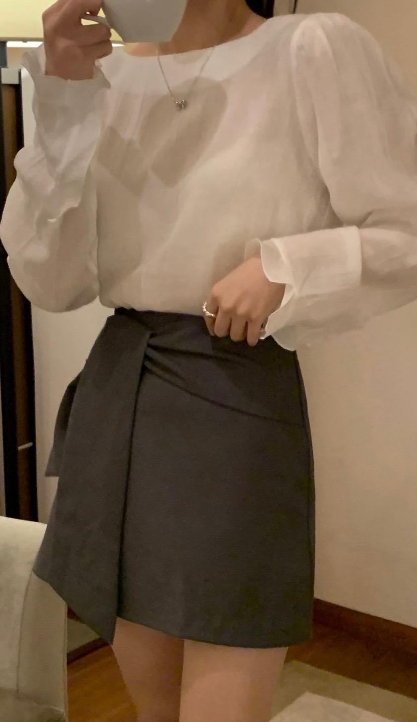 나우어데이즈 miel 미엘 멜버른 블라우스 긴팔 셔링 리본 투웨이 bl (3col)