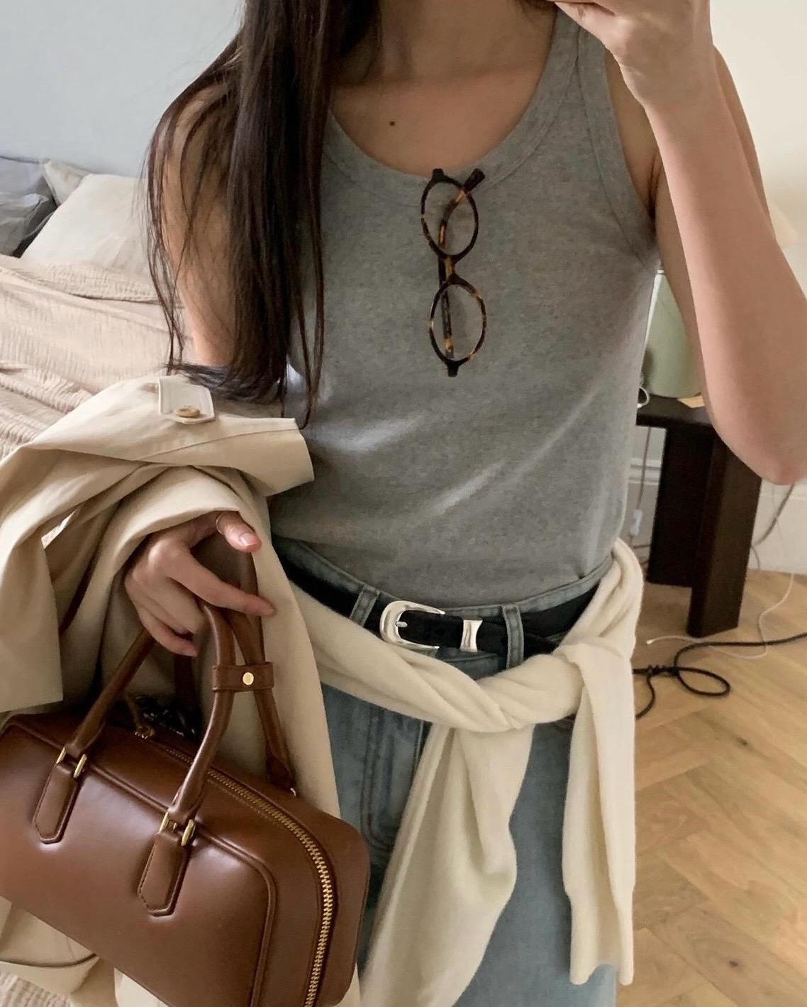 나우어데이즈 아,회,검 당일 / (재진행) jinsim 진심 에테타 나시 코튼 슬리브리스 민소매 티셔츠 (4col)