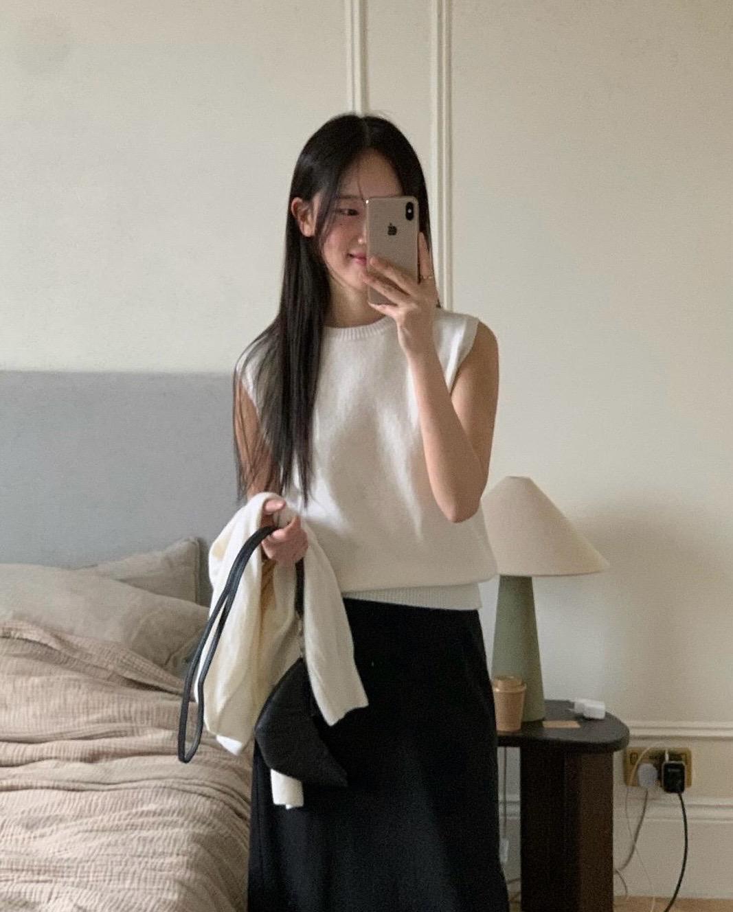 jinsim 진심 헤븐리 슬리브리스 캐시미어 울 라운드 니트 조끼 (4col)