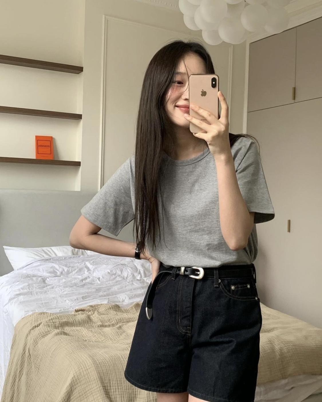 드노운 JINSIM 진심 까페 반팔 티셔츠 코튼 라운드 이너 t 2colors