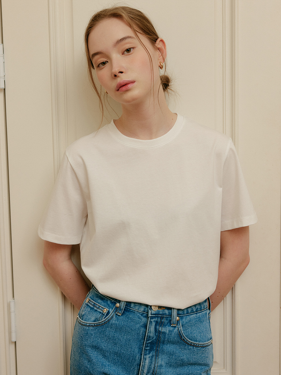 룩캐스트 샐리 베이직 실켓 티셔츠 / SALLY BASIC SILKET T-SHIRT_4colors
