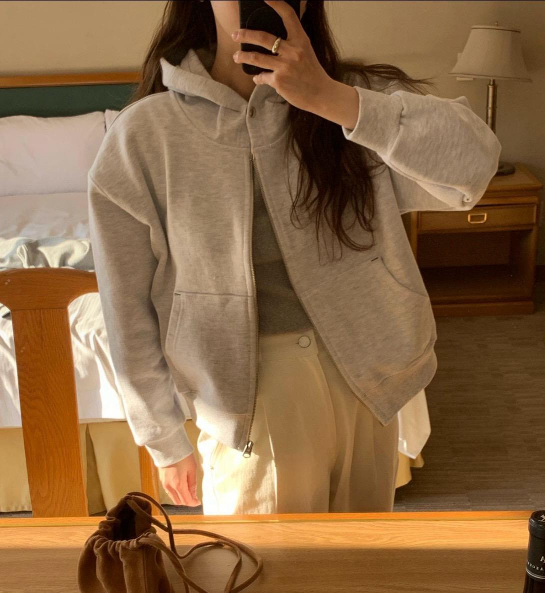 나우어데이즈 fllanel 플라넬 트레일 후드 집업 코튼 긴팔 데일리 스웻셔츠 (2col)