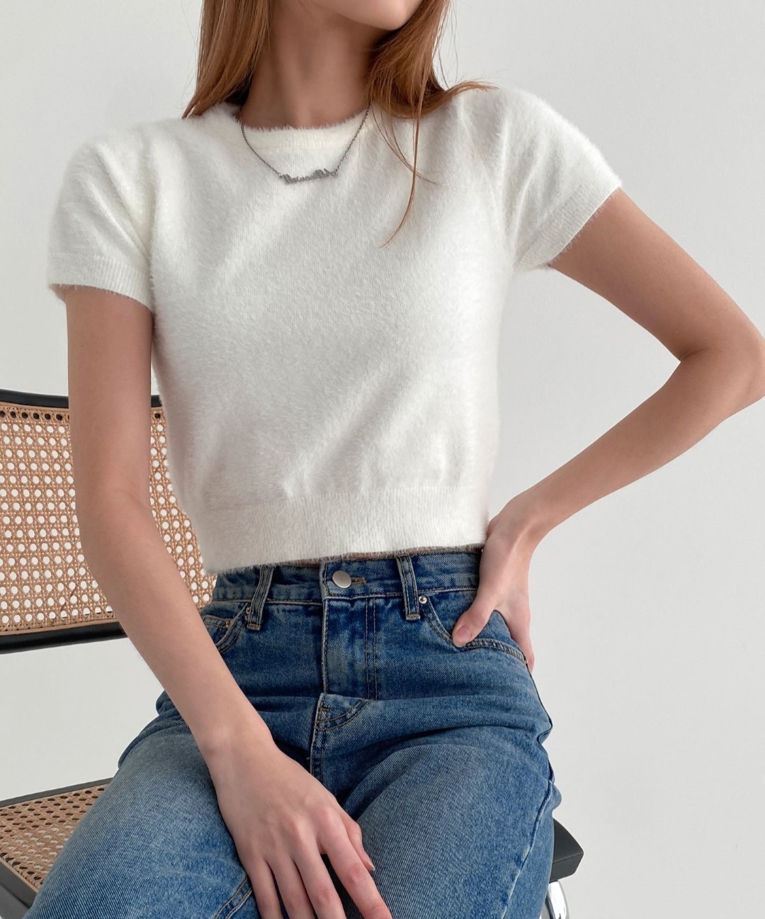 클라레스 플러피 라운드 크롭 반팔 니트 nt (5color)