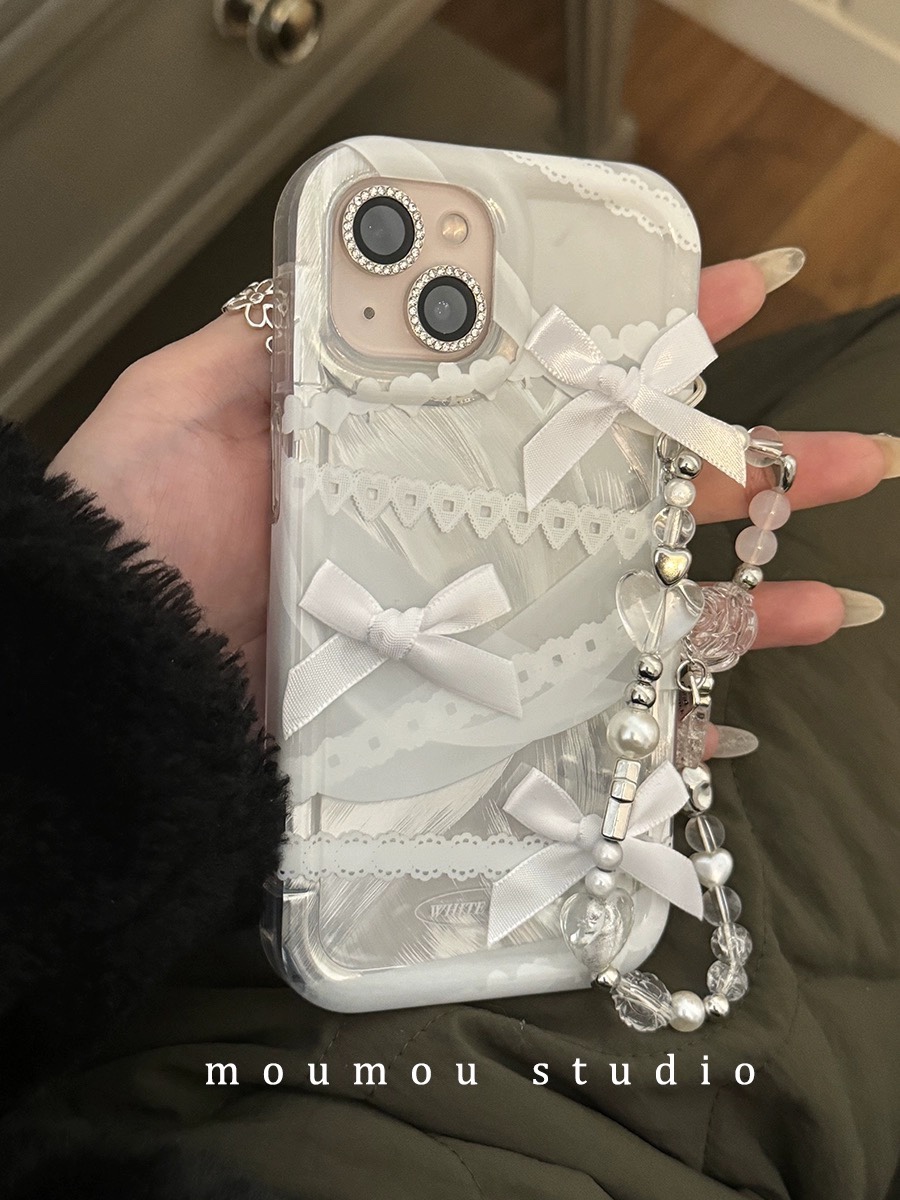앤틱케이스 비즈키링세트자개 발레코어 화이트 케이스 폰케이스 아이폰15프로케이스 15프로맥스 14프로맥스 13프로맥스 귀여운 감성 아이폰프로케이스 폰케이스 14프로케이스