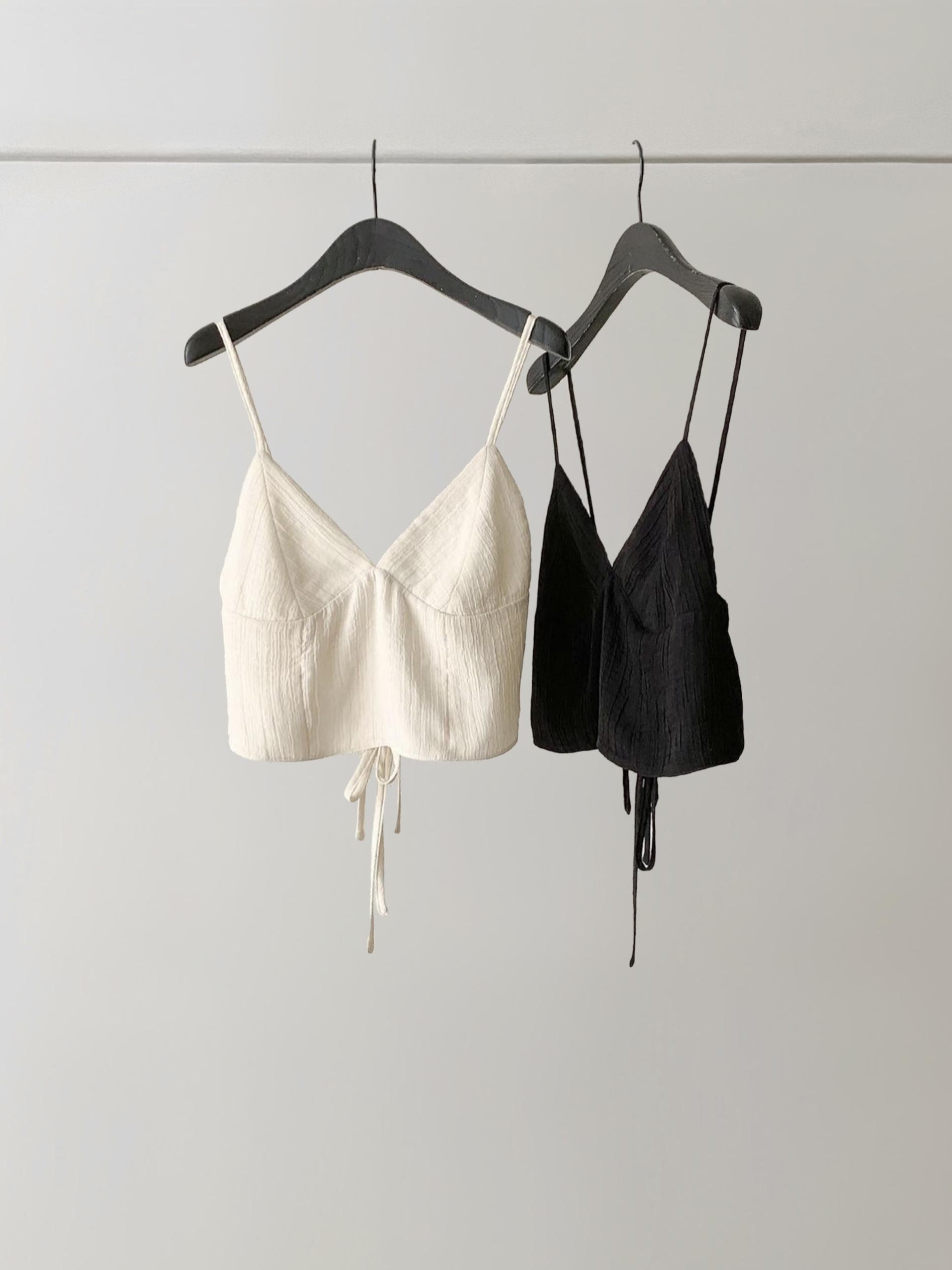 나우어데이즈 (재진행) OUNCE 온스 리본 뷔스티에 블라우스 브이넥 끈나시 레이어드 bl (2col)