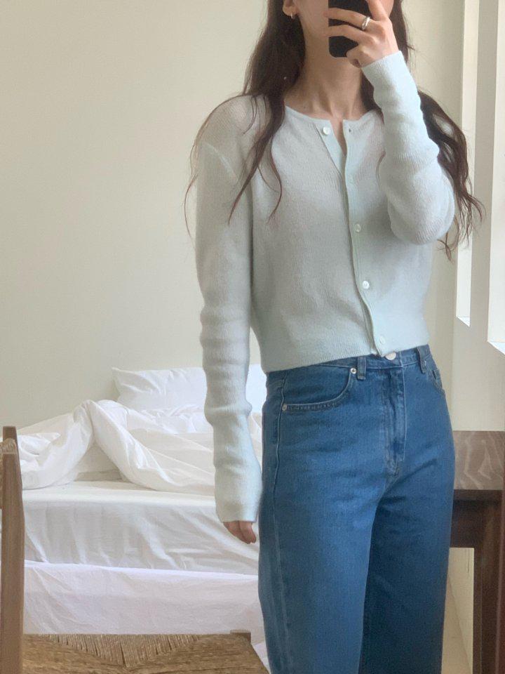 바이안 fllanel 플라넬 키드모헤어 가디건 라운드 긴팔 크롭 cd (3 color)